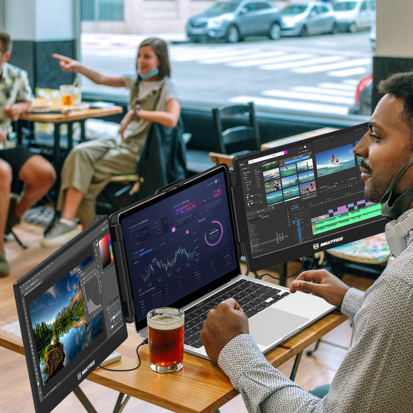 Maxfree S2 14" Triple Monitor Laptop Extender for 12-17'' Laptops