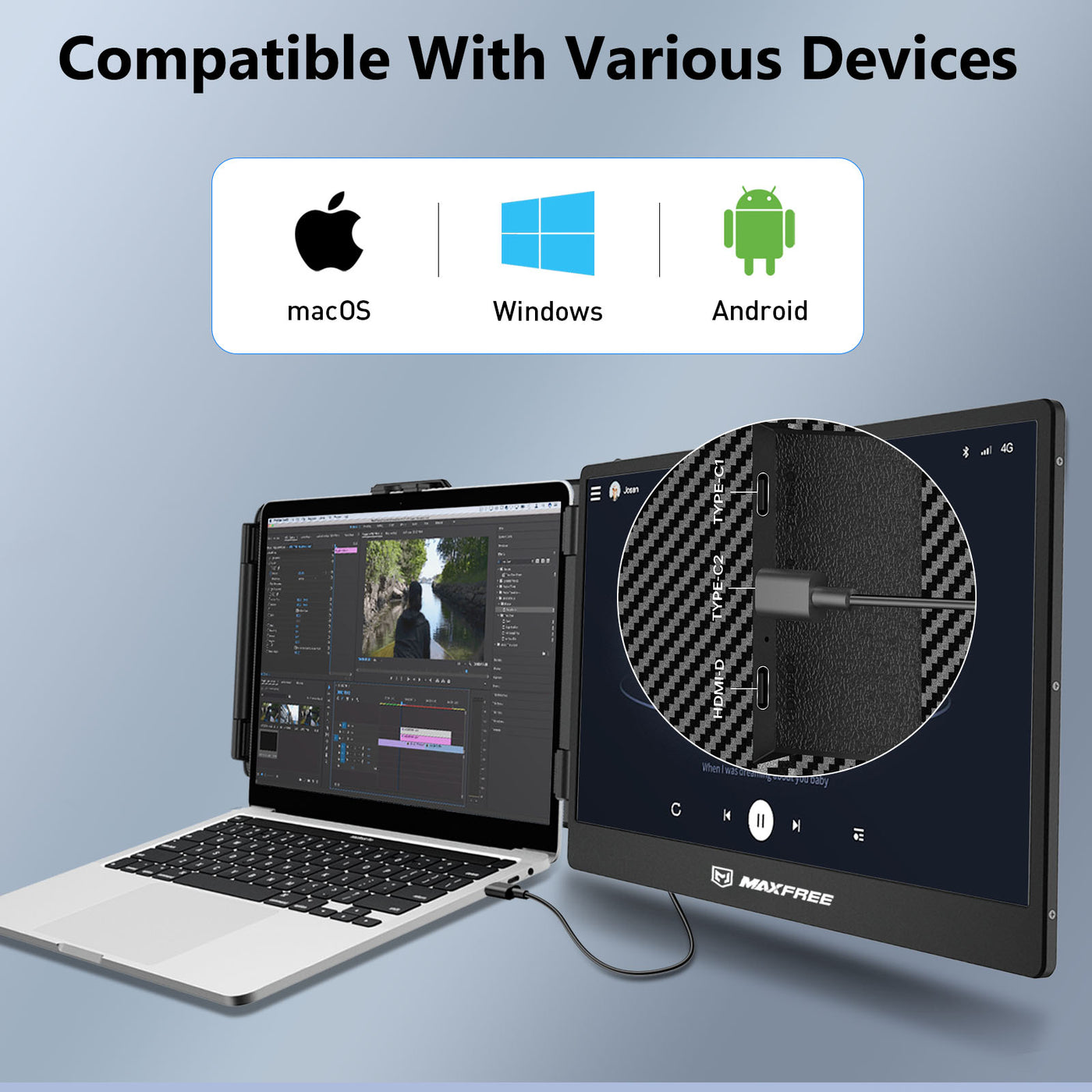 Maxfree S1 Laptop Screen Extender 14" Monitor for 13-17.3'' Laptops