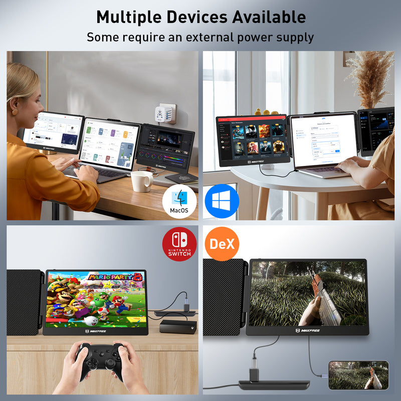 Maxfree S2 14" Triple Monitor Laptop Extender for 12-17'' Laptops